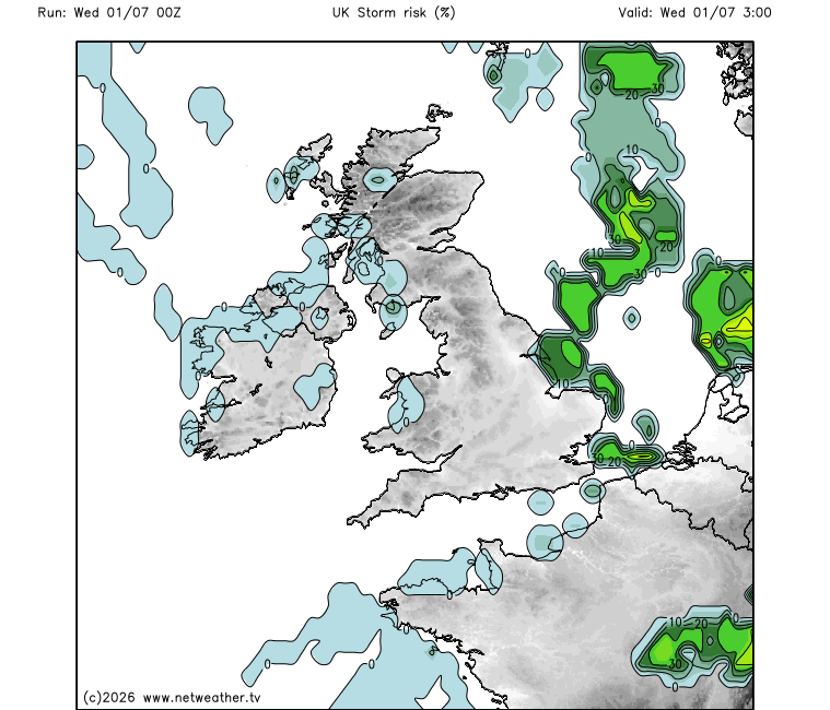 UK storm risk forecast maps updated four times daily - Netweather.tv