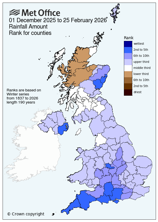 From drought to deluge - a look at the UK's winter rainfall data