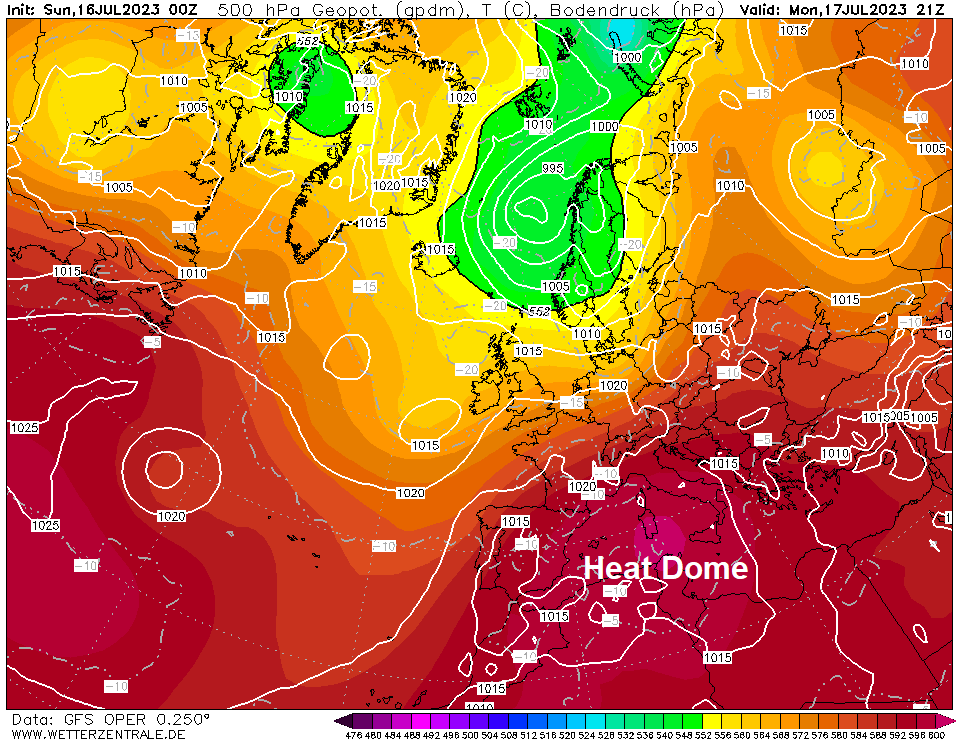 Heat Dome building across southern Europe will bring mid-40s temperatures