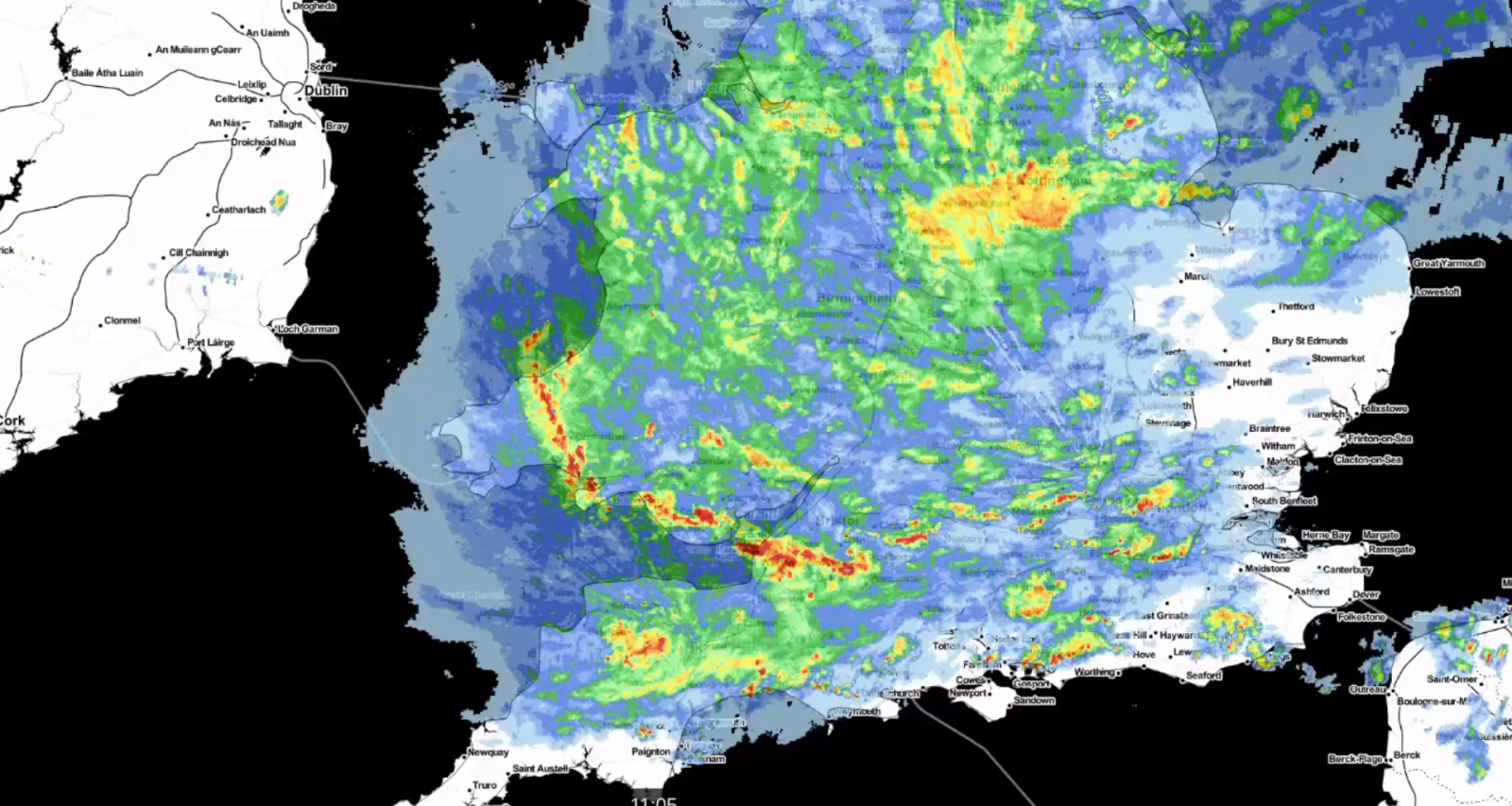 Why was the rain moving from west to east and east to west on Thursday?