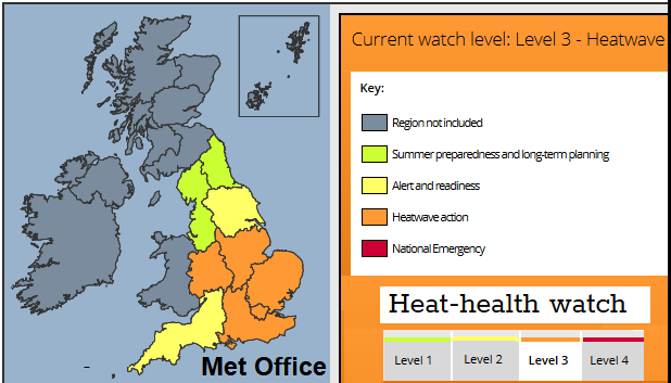 UK Weather - What is the Amber Heat Health warning? Level 3 of 4