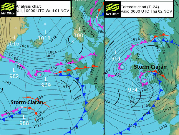 Storm Ciaran arrives tonight - Wednesday update