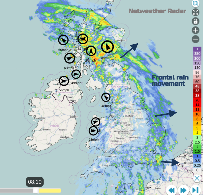 Midweek wind and rain but it moves through quickly on Wednesday