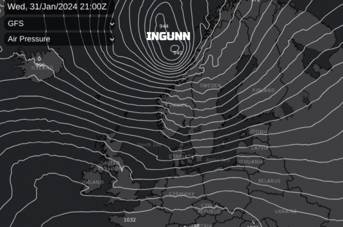 Windy Wednesday for northern parts of the UK as Ingunn heads for Norway